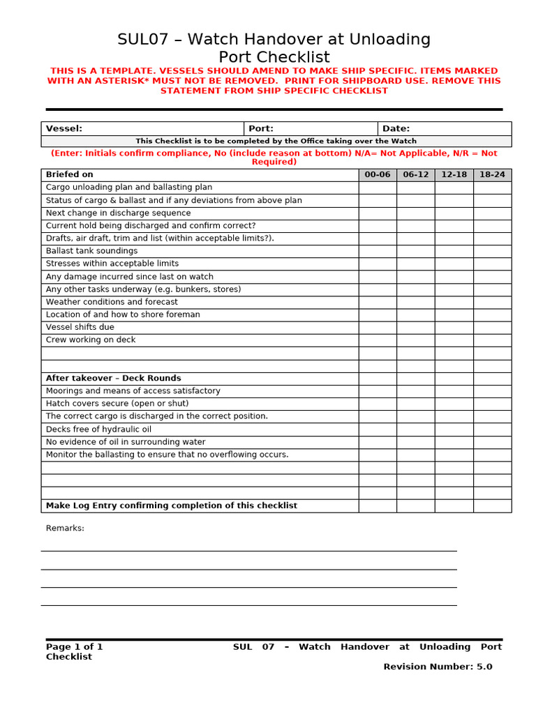 Sul 07 - Watch Handover Unload | PDF