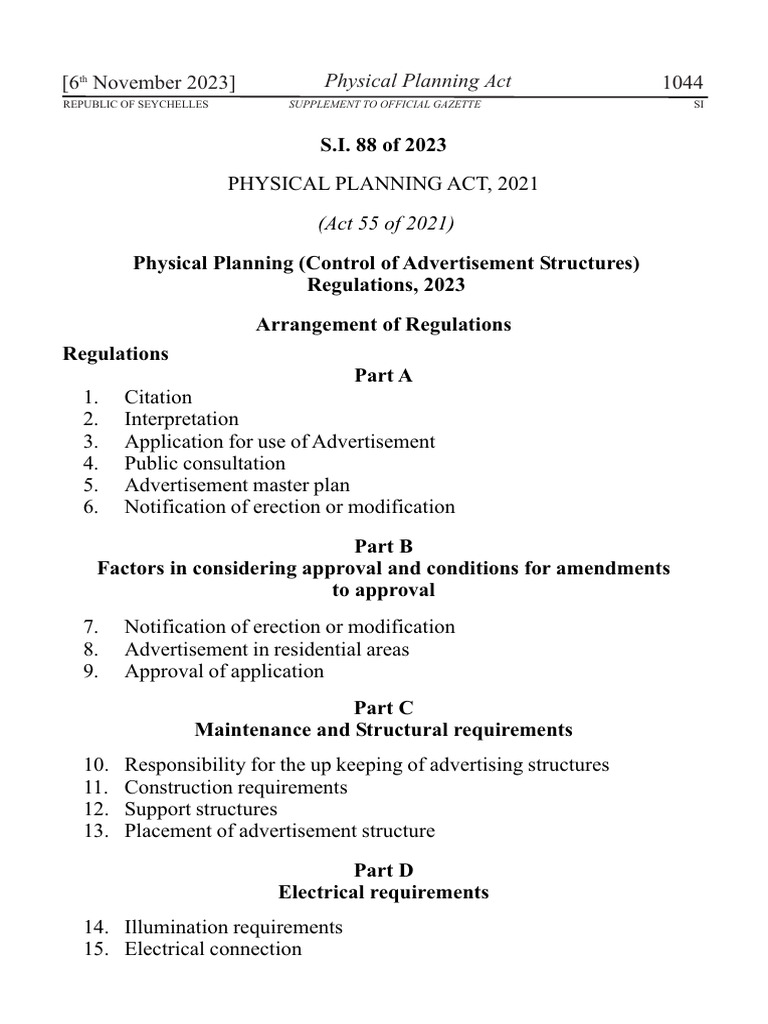 Seychelles Advertisement Structure Regulations | PDF | Traffic ...