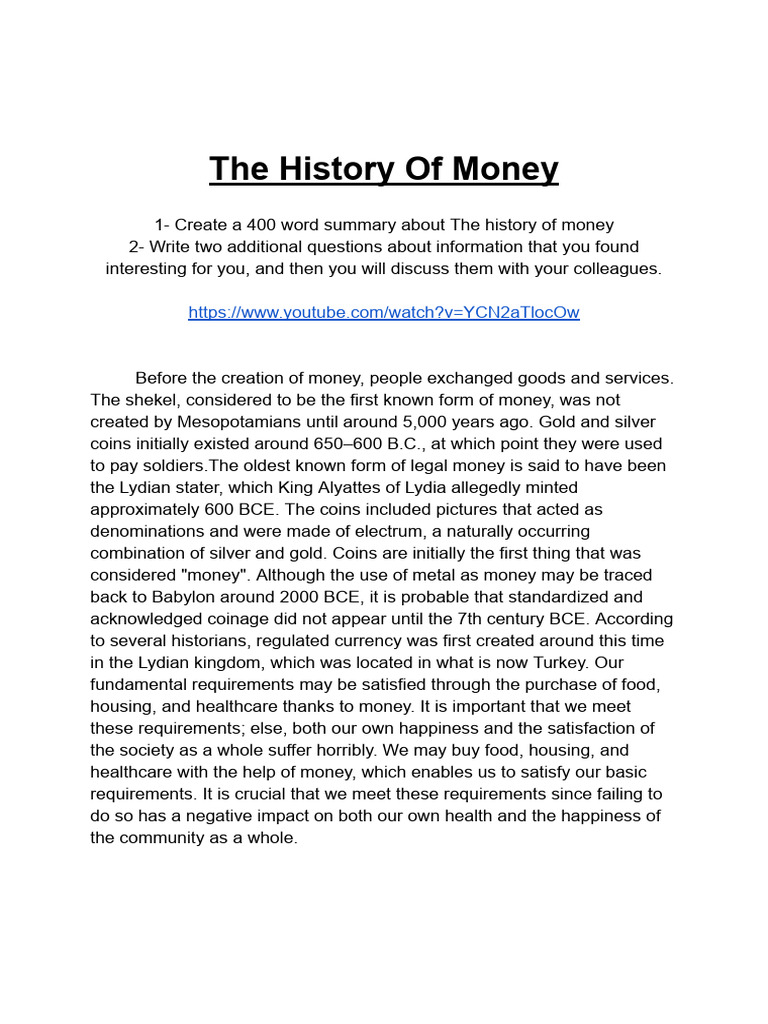 History of Money: From Barter to Coins | PDF