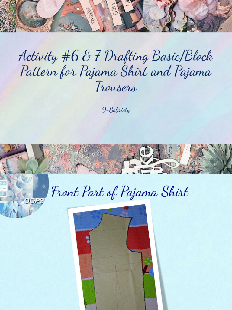 Drafting Basic Block Pattern for Pajama Shirt and Pajama Trousers | PDF