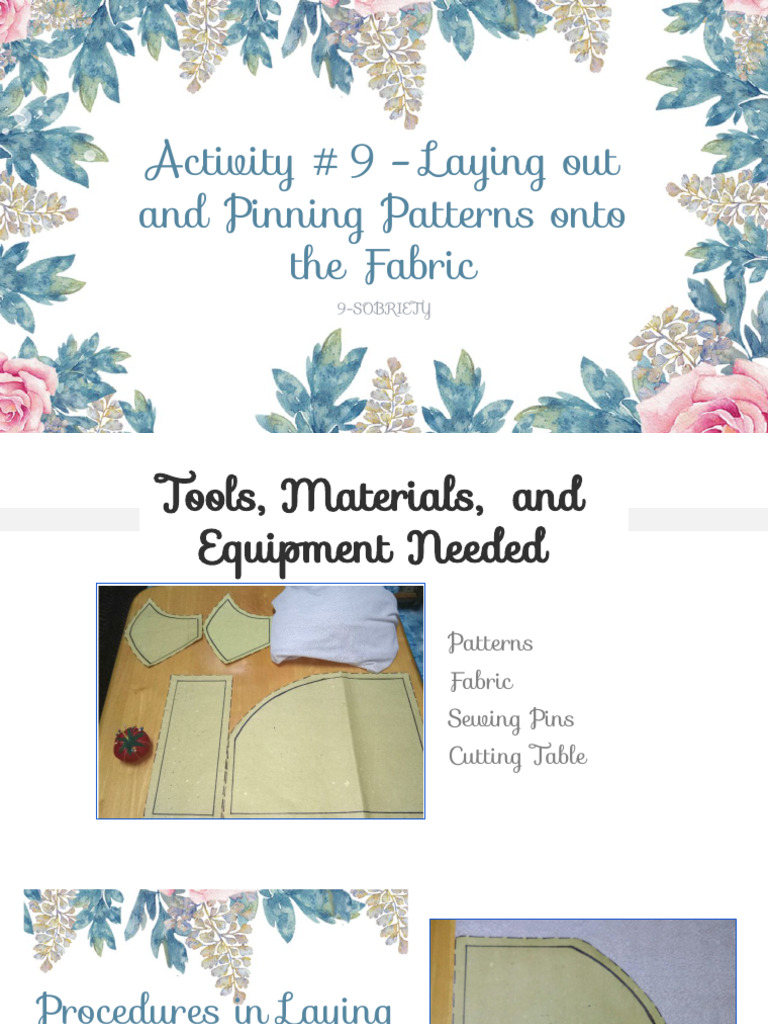 Laying Out and Pinning Patterns Onto The Fabric | PDF