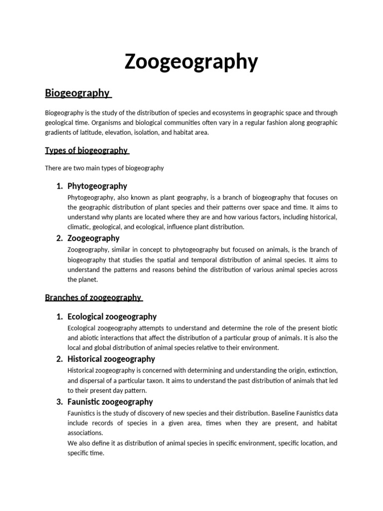 Branches of Zoogeography | PDF | Biogeography | Ecology