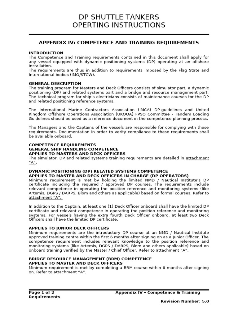 Appendix IV - Competence and Training Requirements | PDF | Navigation | Water Transport
