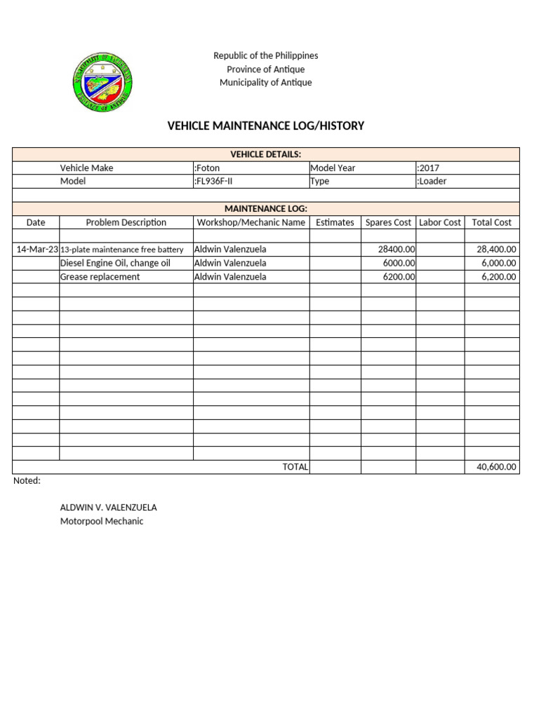 Vehicle Maintenance History | PDF | Vehicles | Land Vehicles
