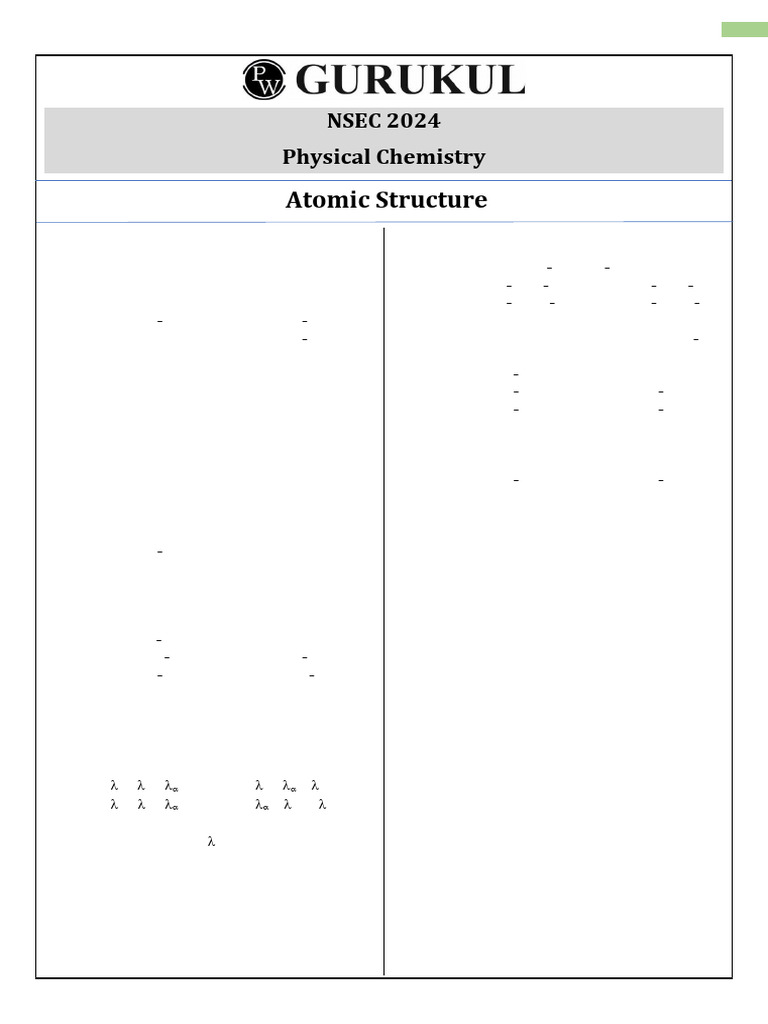 Atomic Structure Dpp 07 Extra Nsec 2024 Pdf Electron Atoms