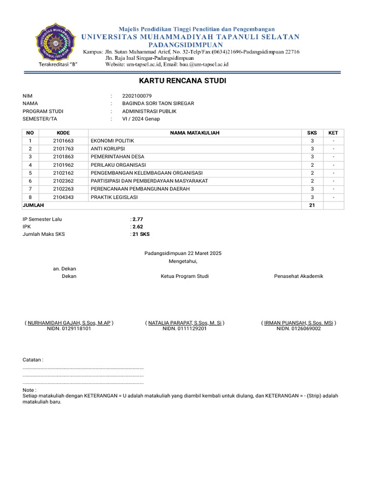 KRS Pengajuan KRS (Kartu Rencana Studi) | PDF