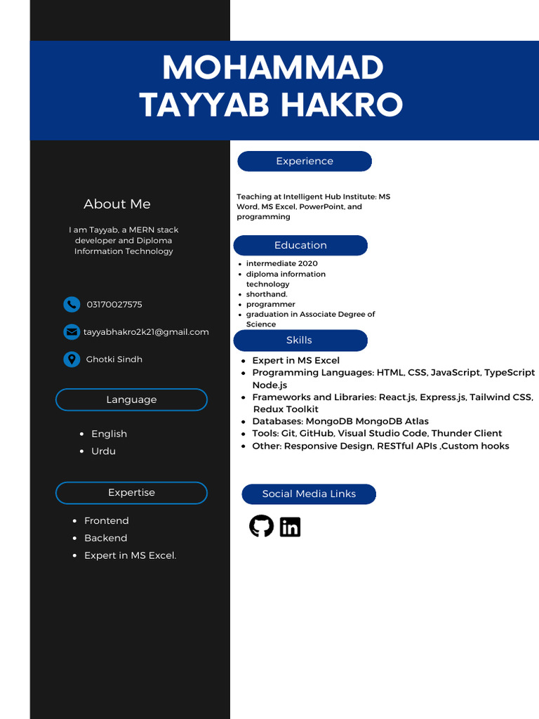 Tayyab Hakro Resume | PDF