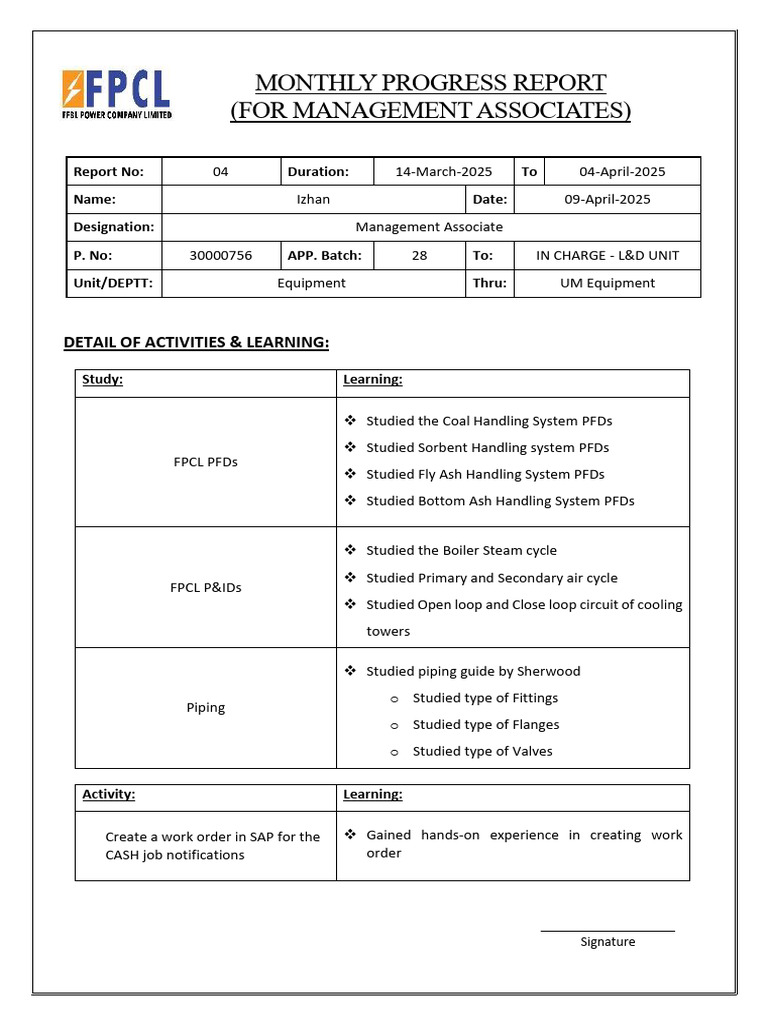 Monthly Progress Report No 04 | PDF