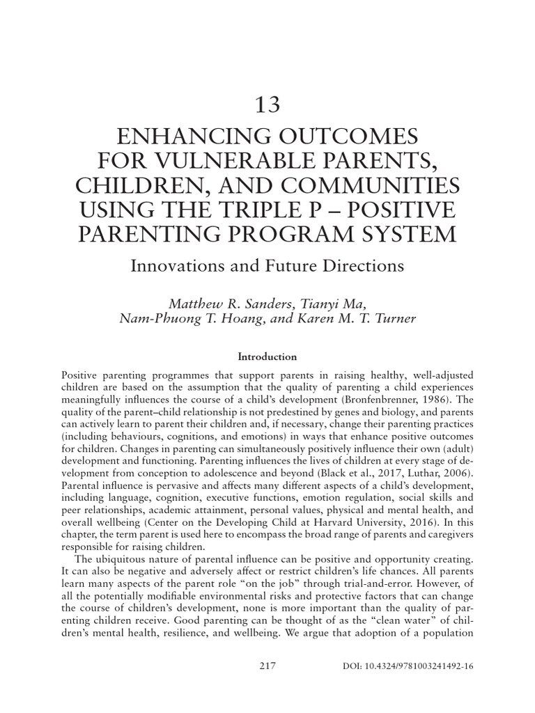 Enhancing Outcomes For Vulnerable Parents, Children, and Communities ...