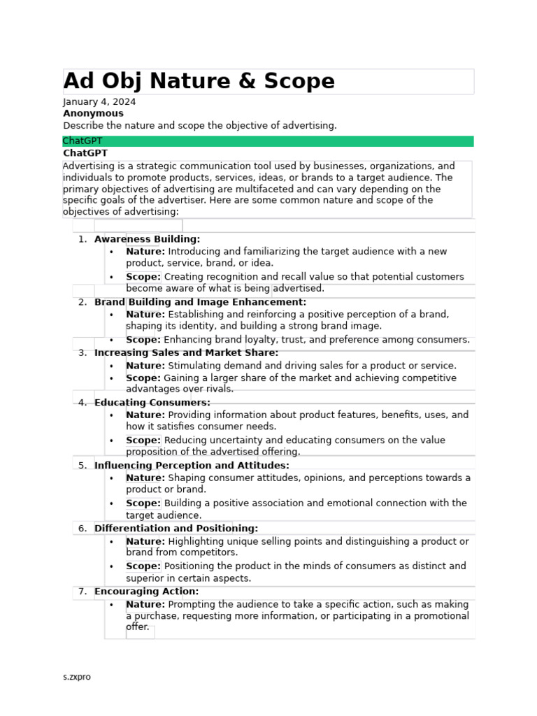 Ad Obj Nature | PDF | Advertising | Target Audience
