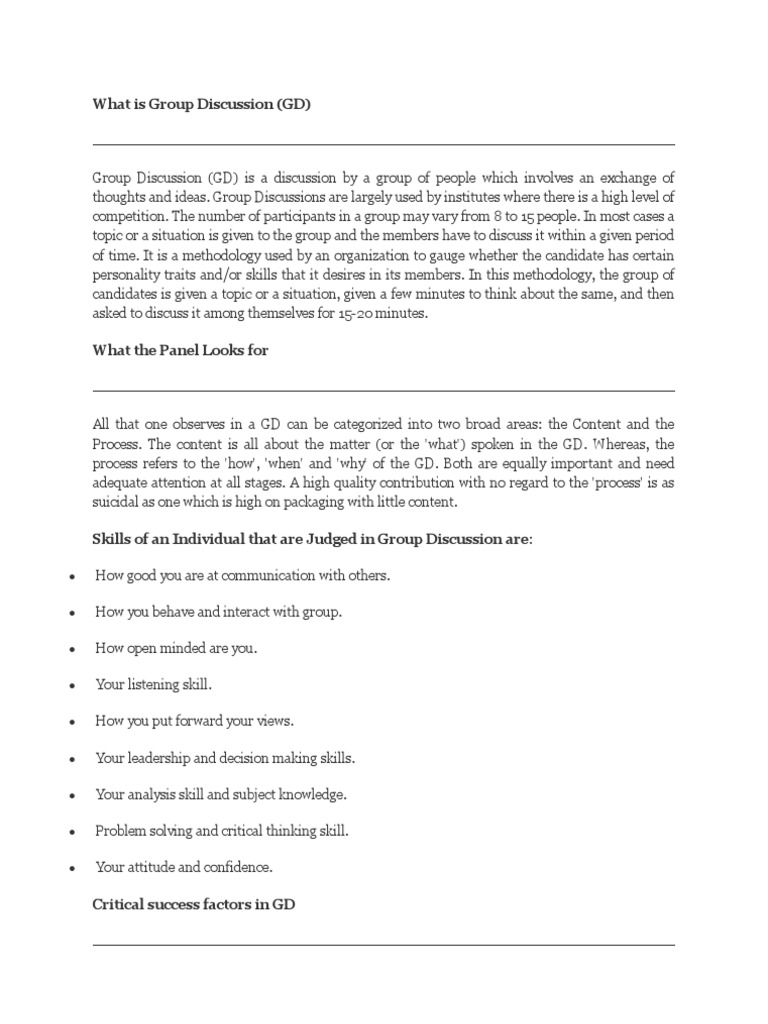 What Is Group Discussion | PDF | Thought | Knowledge