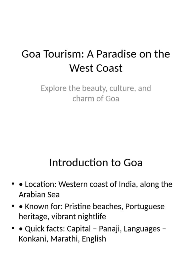 Goa Tourism Presentation | PDF