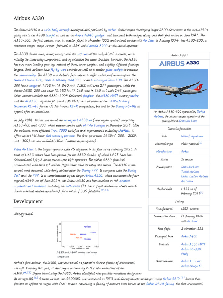 Airbus A330 - Wikipedia | PDF | Jet Aircraft | Vehicle Design