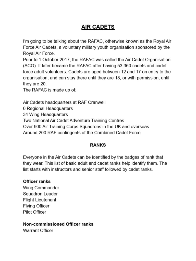 RAF Cadets Uniform Guidelines | PDF | Military Organization | Military Uniforms