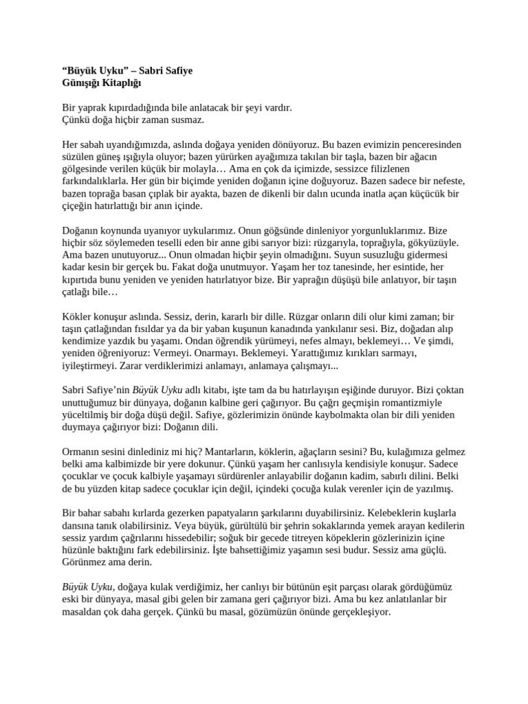 Büyük Uyku-Bahar Nihal Ersözlü | PDF