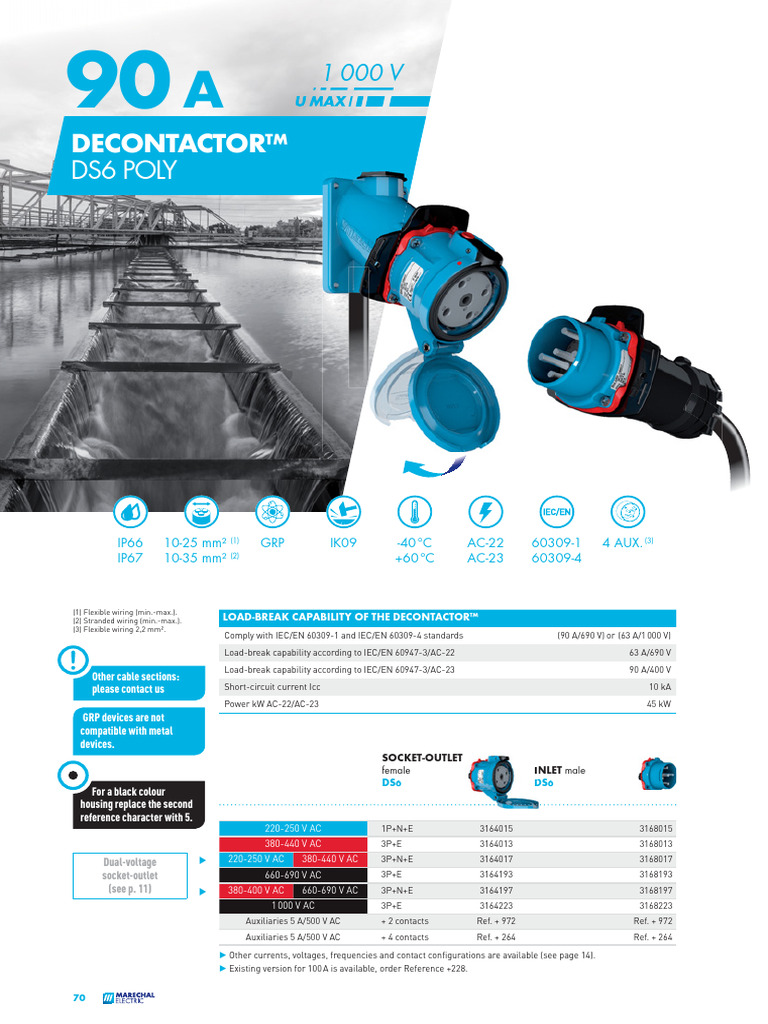 Marechal DS6 90a Decontactor Range en | PDF | Ac Power Plugs And Sockets | Electrical Equipment