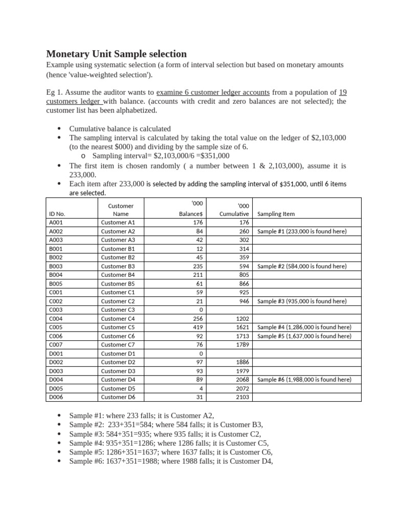 Examples of Monetary Unit Sample Selection | PDF | Chess | Chess Theory