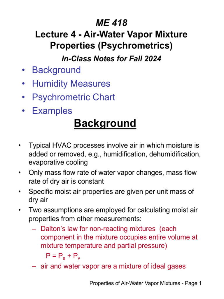 ME 418 Air Water Vapor Mixture Properties - Empty | PDF | Humidity ...