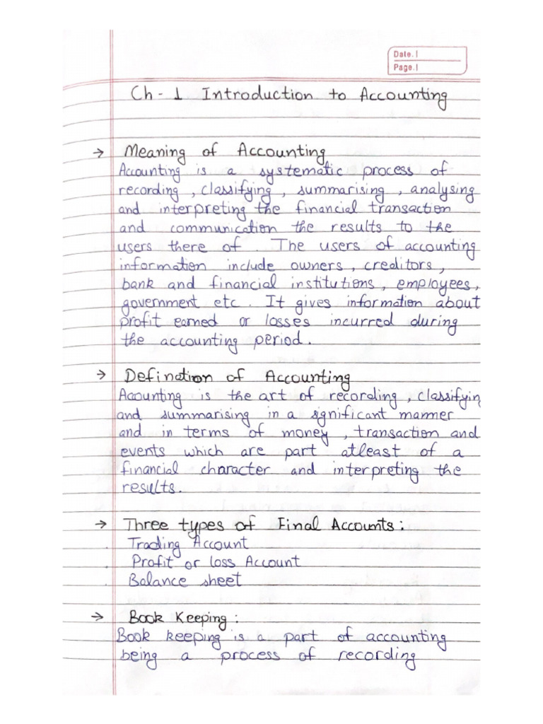 CH - 1 Introduction To Accounting | PDF