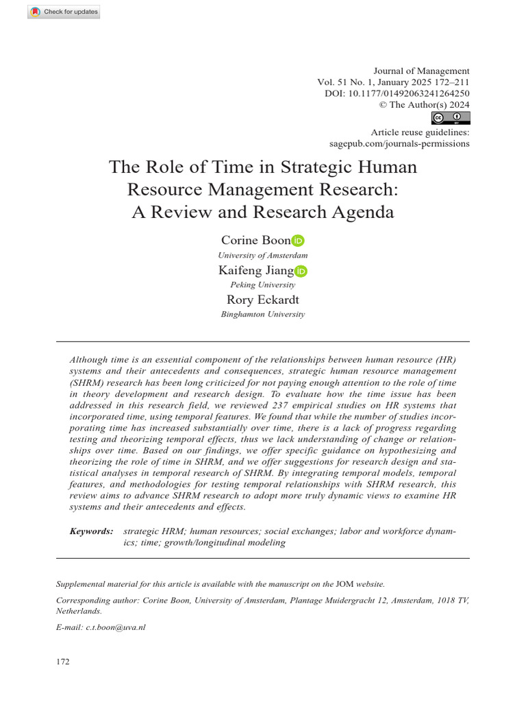 Time's Impact on Strategic HRM Research | PDF | Linear Regression ...