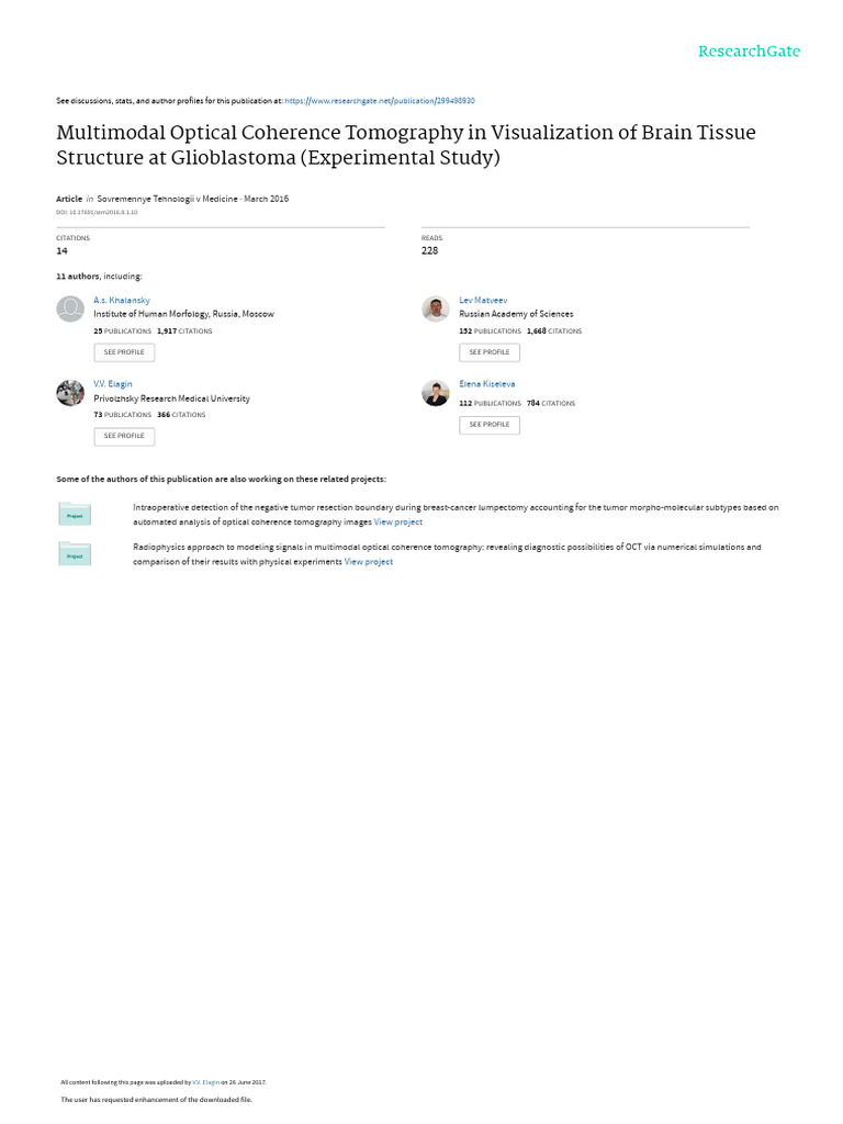 Multimodal Optical Coherence Tomography in Visuali | PDF | Medical Specialties