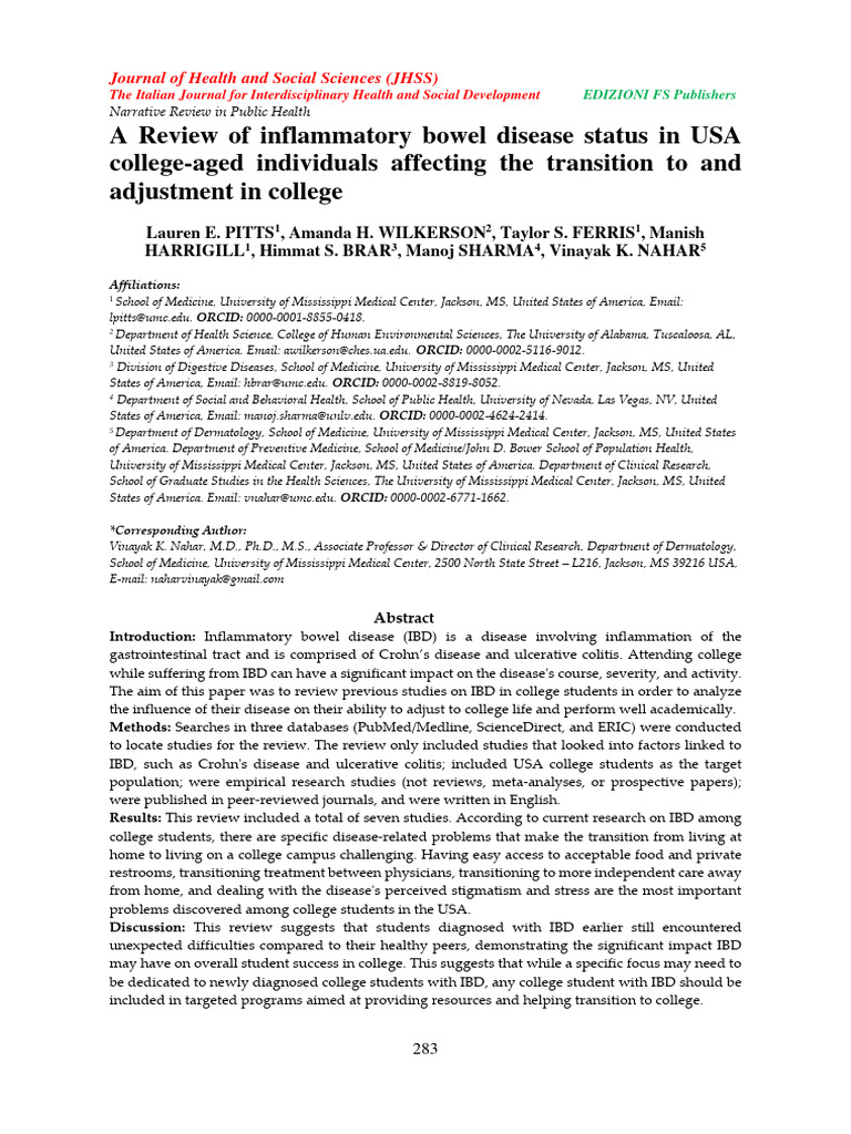 Pitts-et-al-JHSS-283-295 | PDF | Inflammatory Bowel Disease | Crohn's Disease