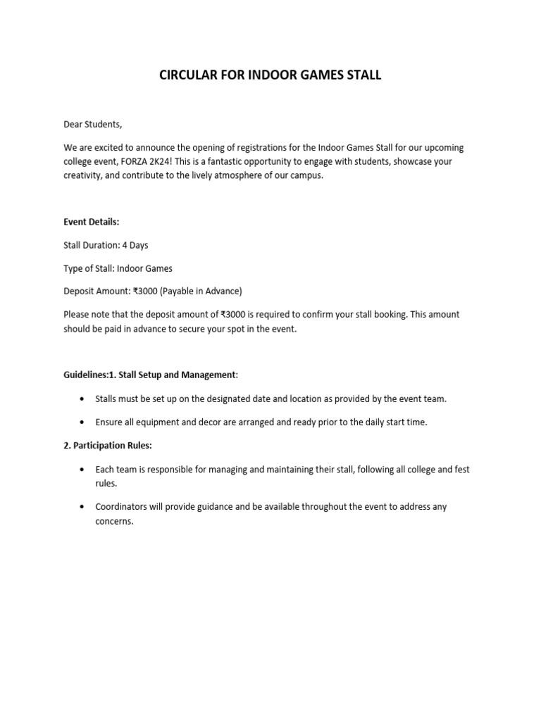 Circular For Stall | PDF