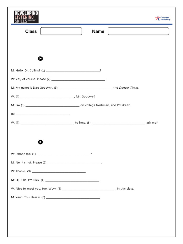 DLS 3e 1 - Dictation Sheet | PDF
