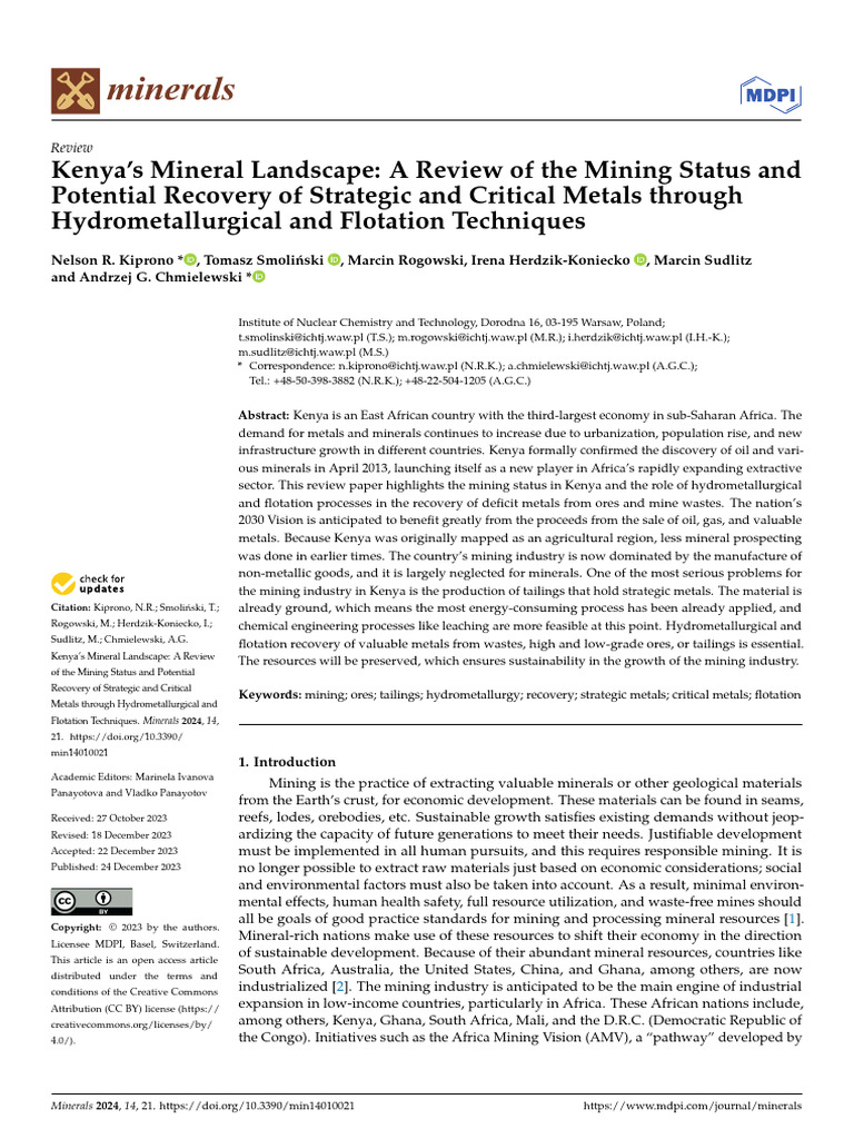 Minerals 14 00021 | PDF | Mining | Ore