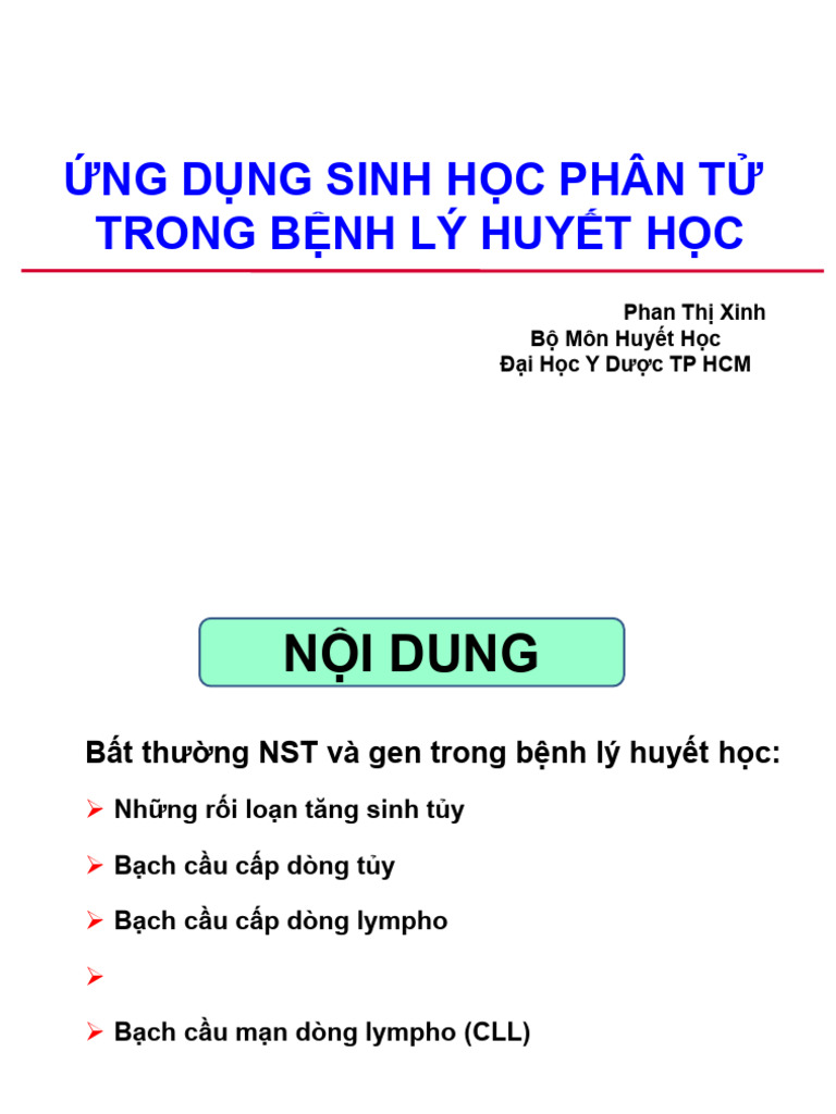 6-Ung Dung SHPT Trong Benh Ly Huyet Hoc-T9-2023 | PDF