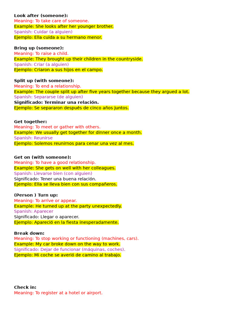 Phrasal Verbs para Nivel B1 | PDF