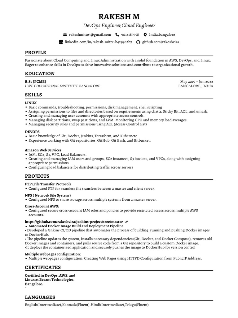 RAKESH M FlowCV Resume 20250211 | PDF | Amazon Web Services | File Transfer Protocol