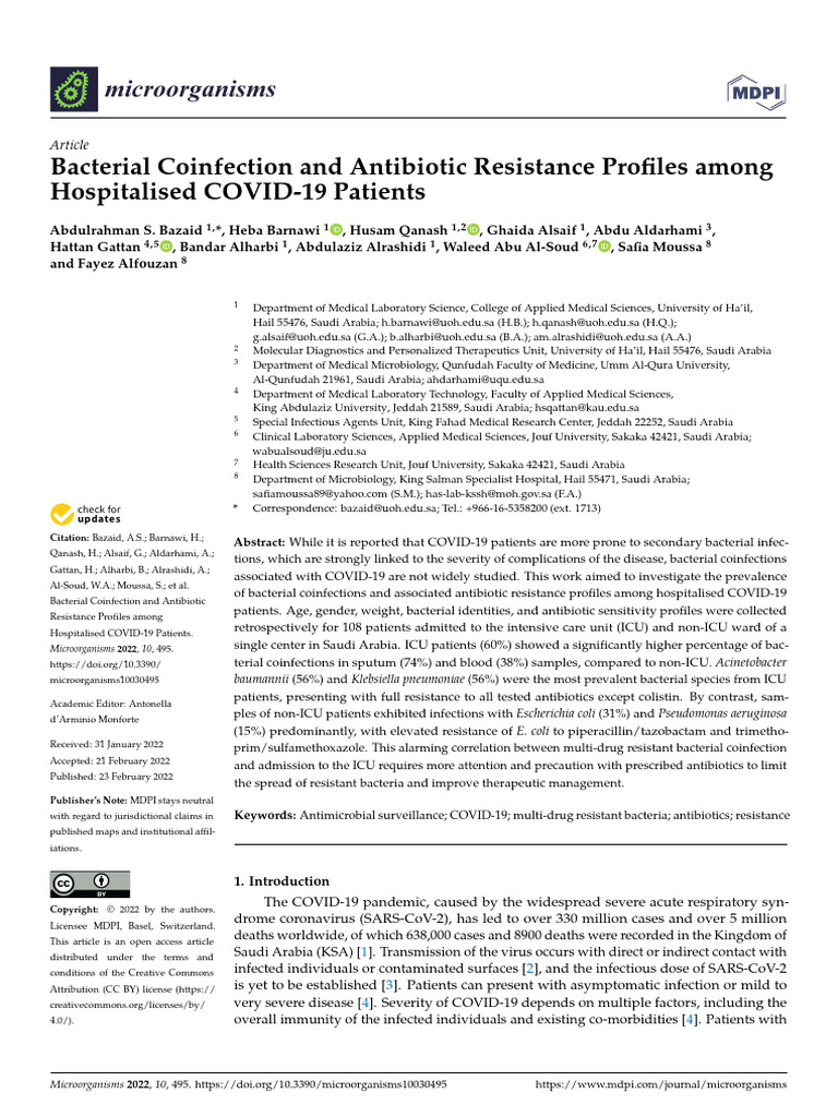 Bacterial Coinfection and Antibiotic Resistance Profiles Among ...