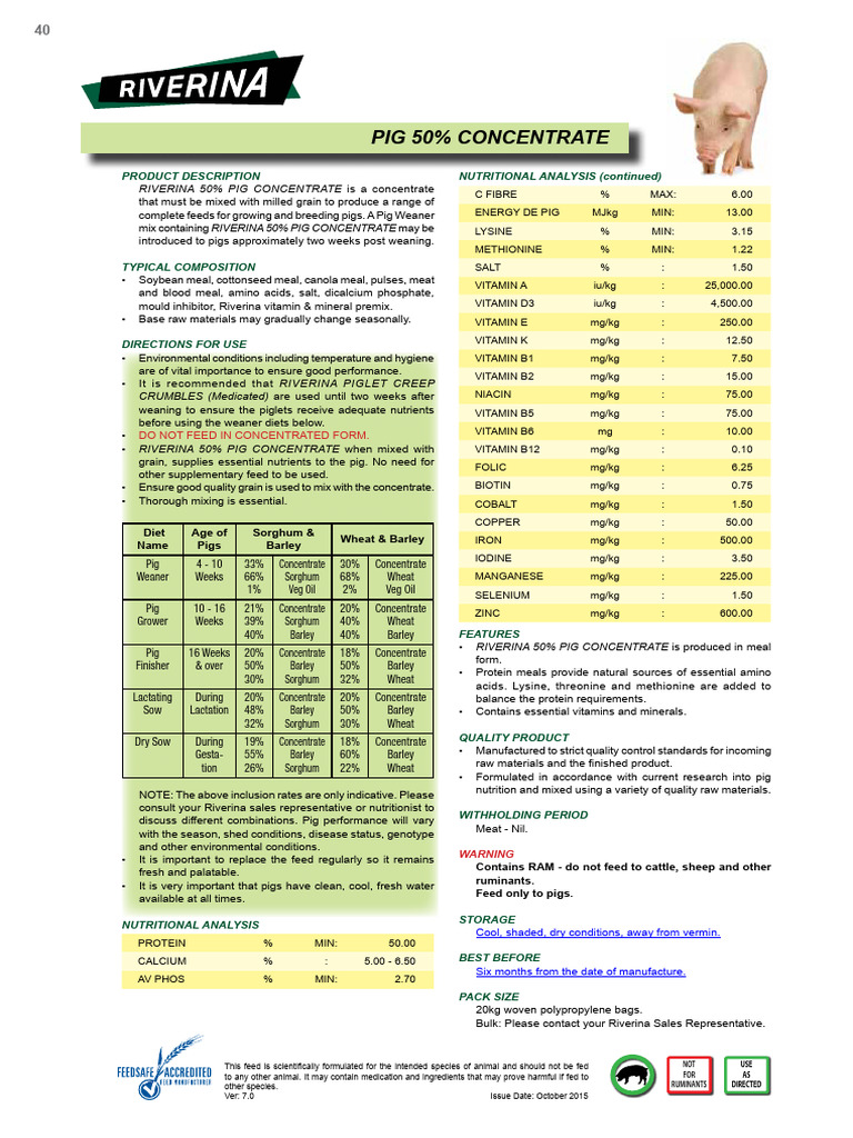Nutritional Profile of Pig Protein Concentrate | PDF | Vitamin | Nutrients