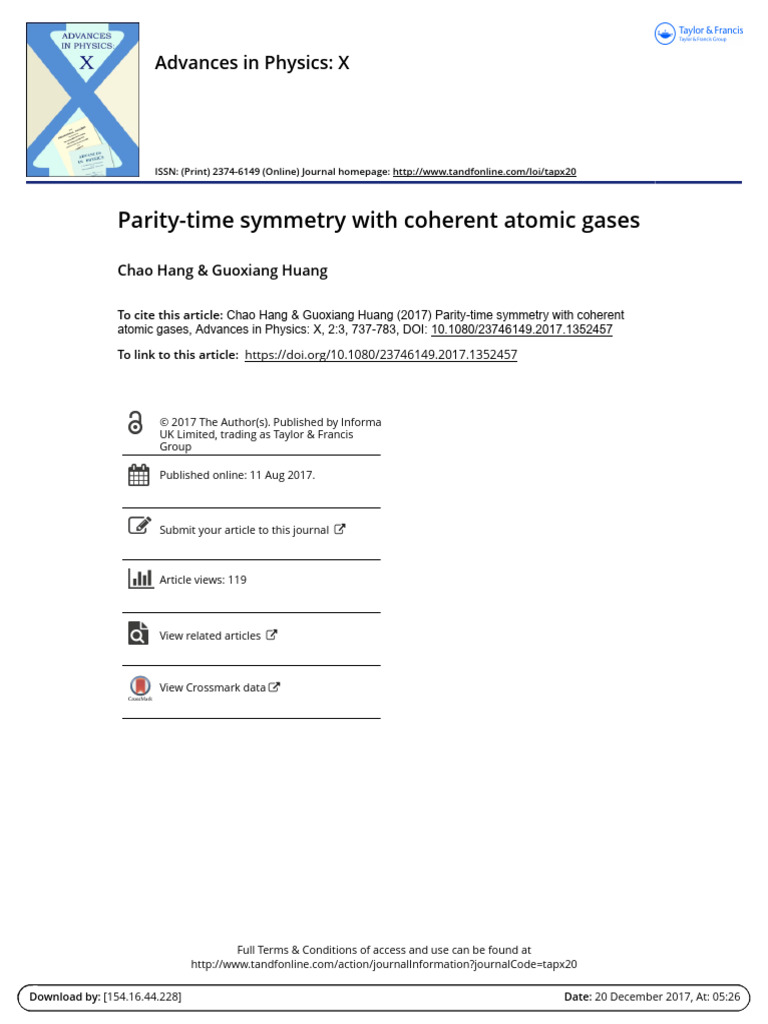 Parity-Time Symmetry With Coherent Atomic Gases | PDF | Nonlinear ...