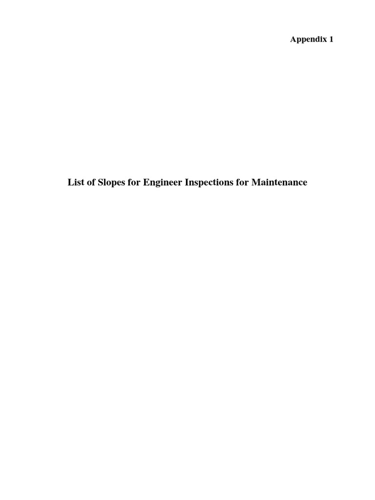 List of Slopes For Engineer Inspections For Maintenance - CE1512 ...