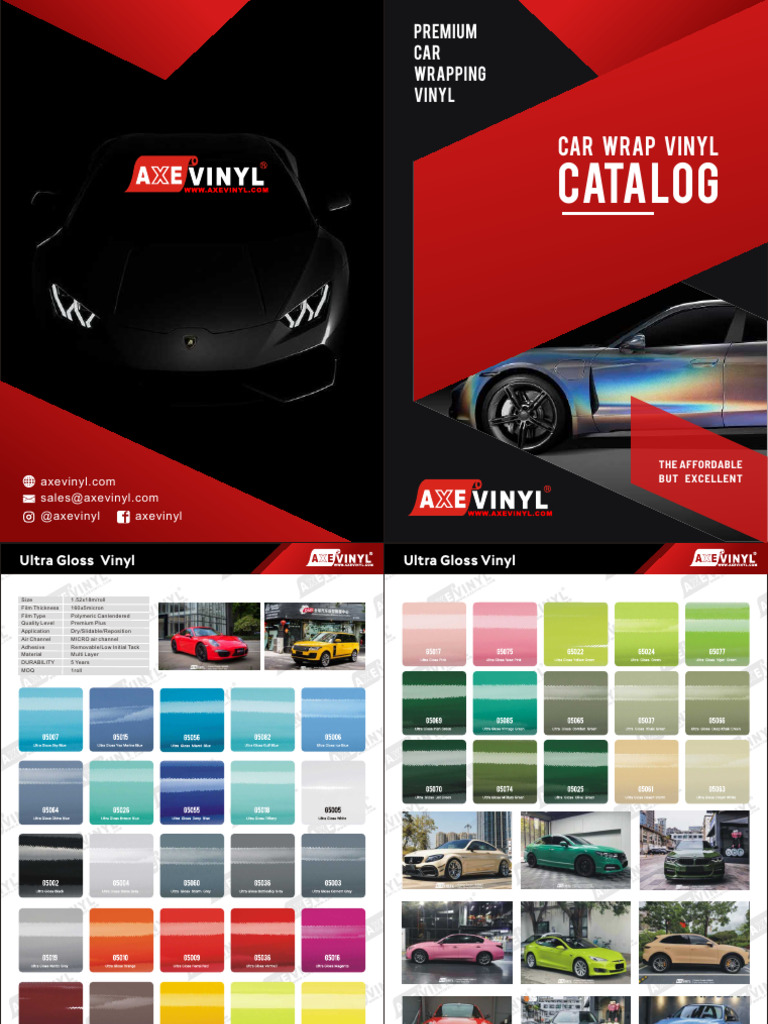 AXEVINYL Premium Car Wrap Vinyl Catalog 10MB | PDF | Paint | Polyvinyl ...