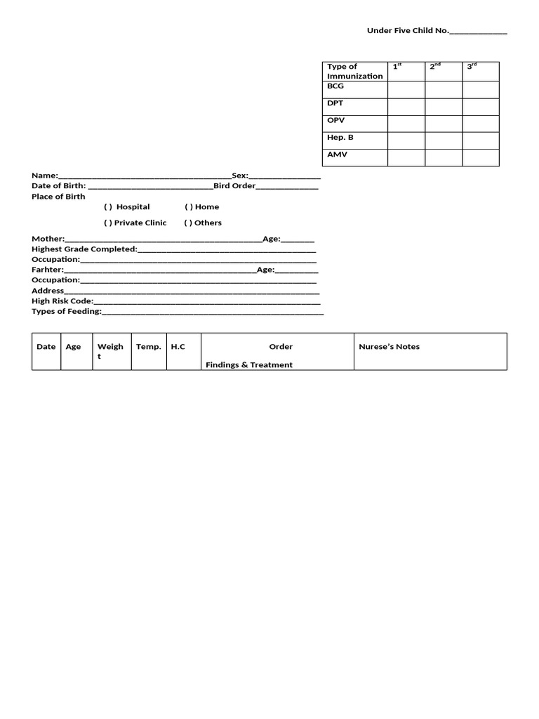 Child Record Form | PDF