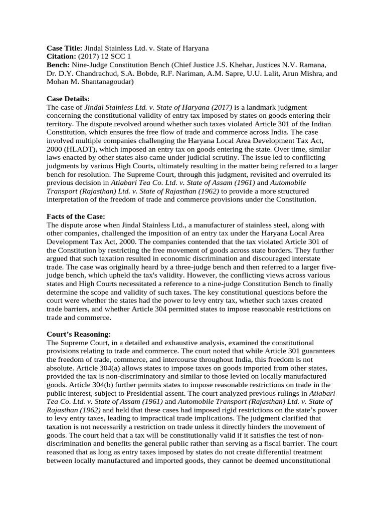 Jindal Stainless Steel Case | PDF | Taxes | Justice