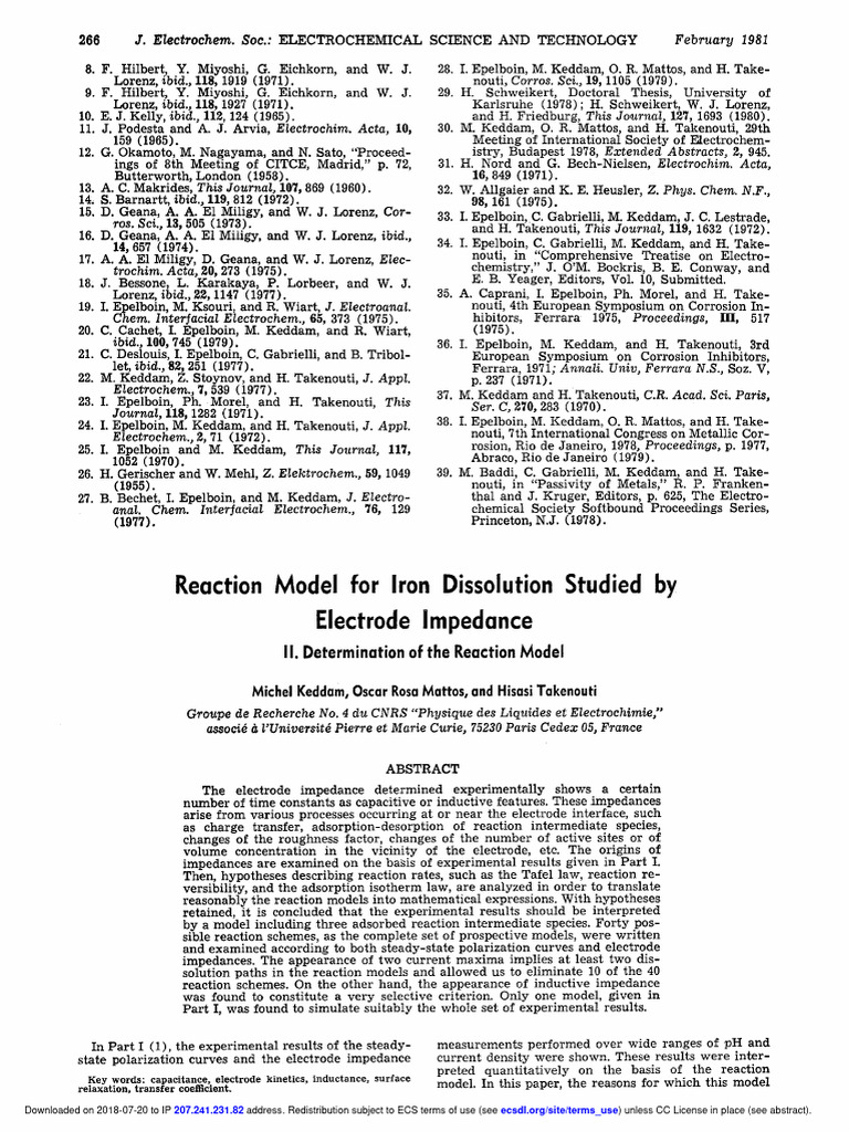 Reaction Model For Iron Dissolution Stud | PDF | Electricity ...