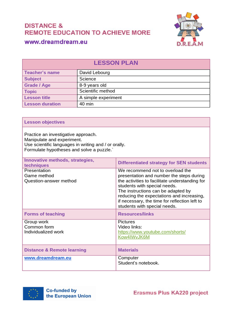 Scientific Method Lesson Plan for Kids | PDF | Hypothesis | Experiment