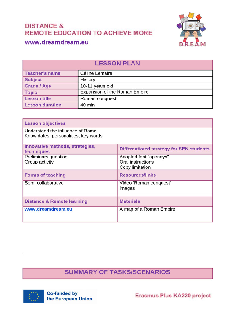 Lesson Plan D.R.E.A.M-Roman Conquest 10-11 | PDF | Ancient Rome ...
