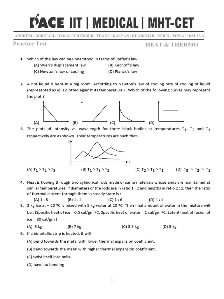 Practice Test Heat & Thermo | PDF | Thermal Expansion | Gases