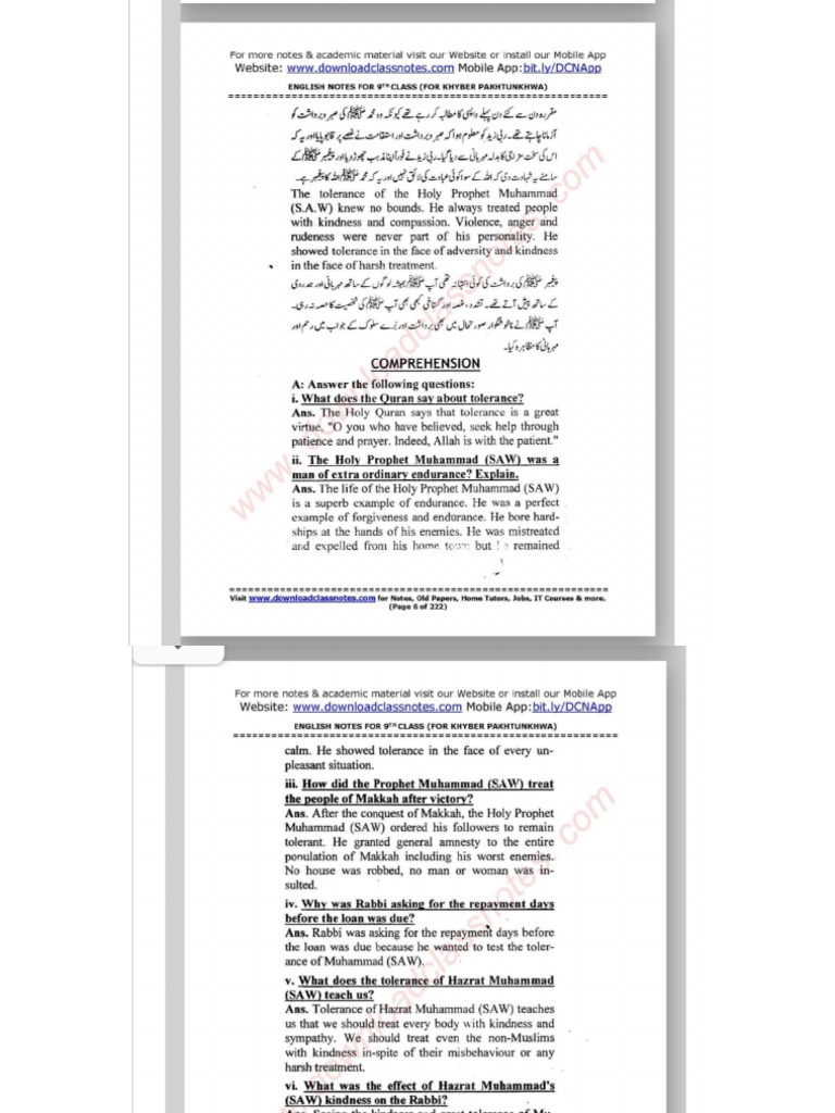 9th Class English Notes All Chapters | PDF