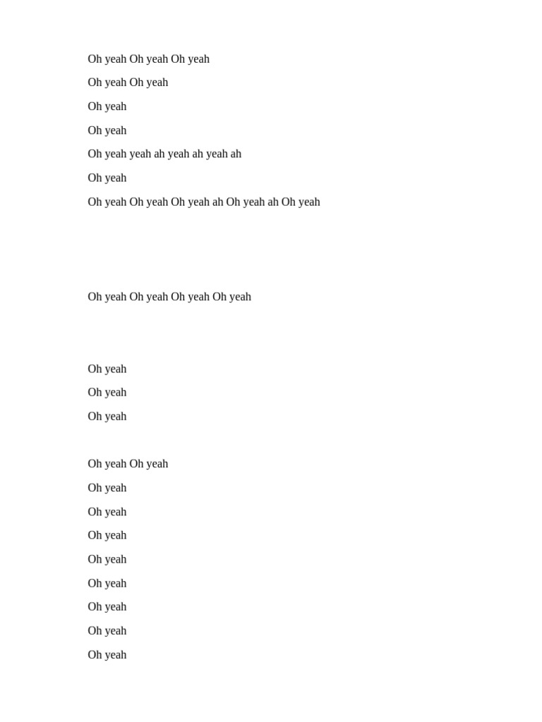 Repetitive "Oh Yeah" Lyrics | PDF