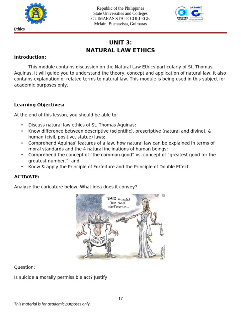 Ethics - Natural Law Ethics | PDF | Natural Law | Thomas Aquinas