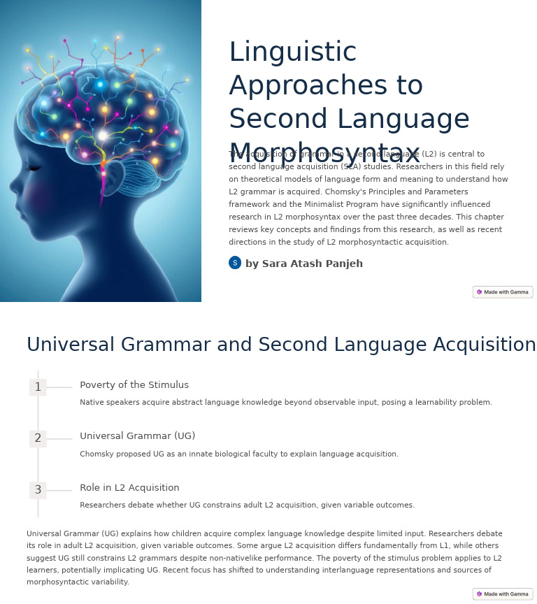 Linguistic Approaches to Second Language Morphosyntax | PDF