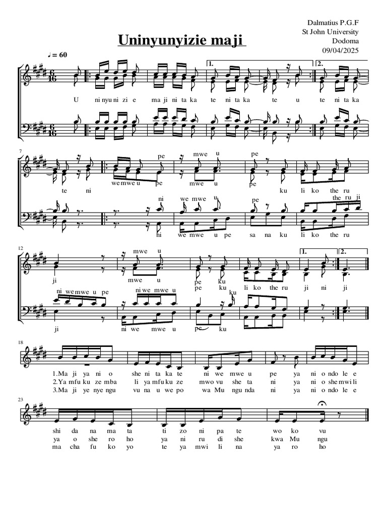 Uninyunyizie Maji by P.G.F | PDF
