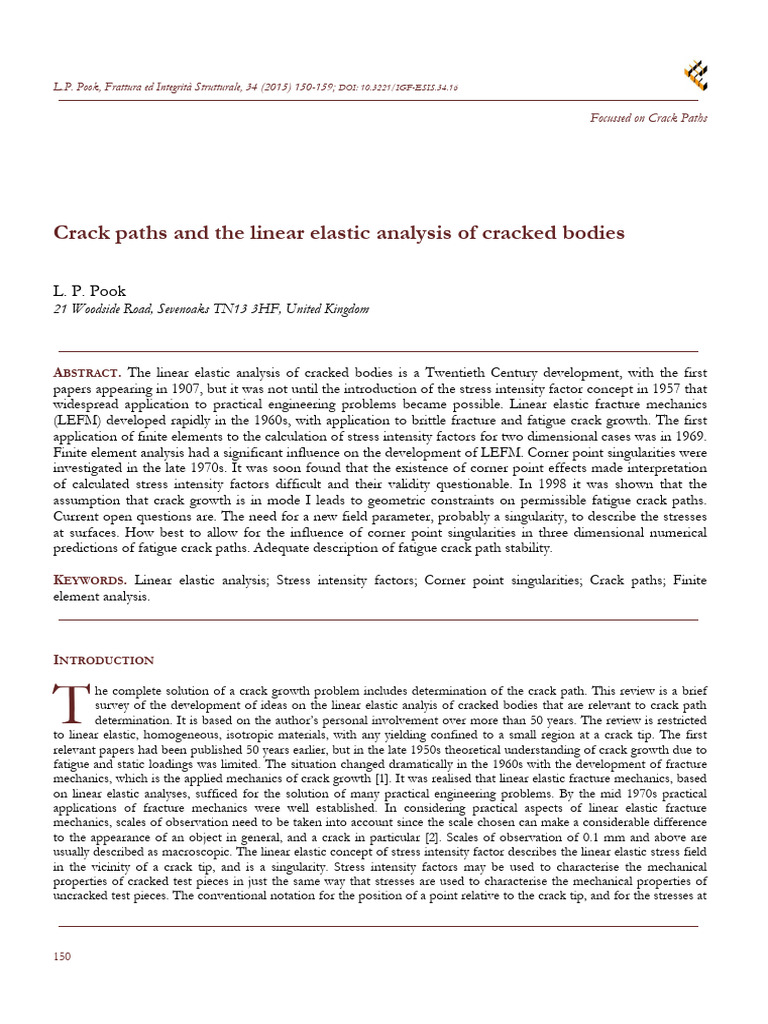 Crack Paths and The Linear Elastic Analy | PDF | Fracture Mechanics | Fracture