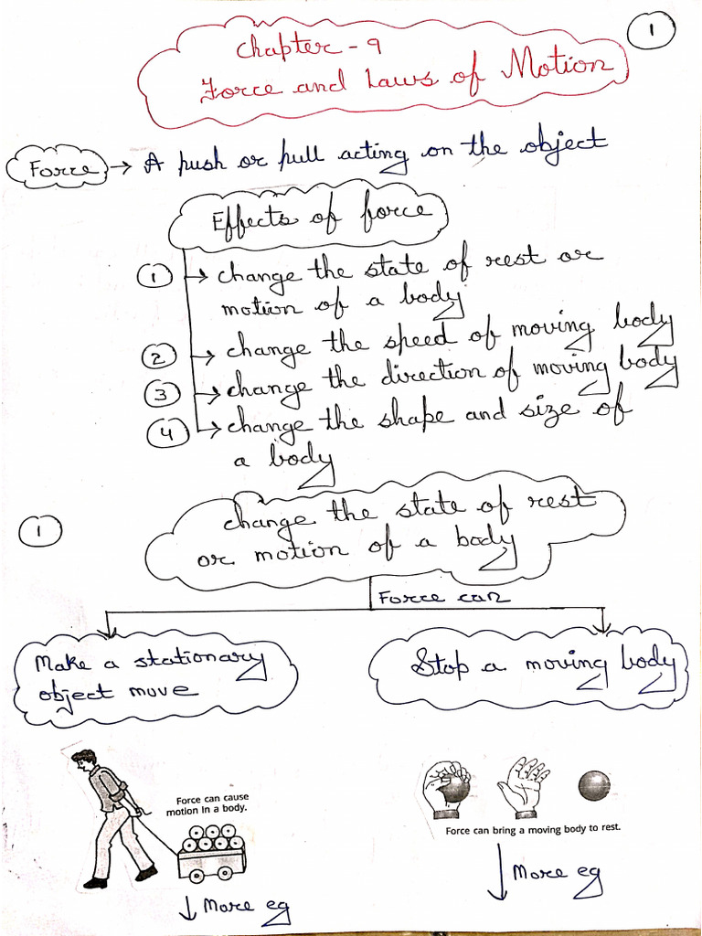 Class 9 Force and Laws of Motion - 1 | PDF